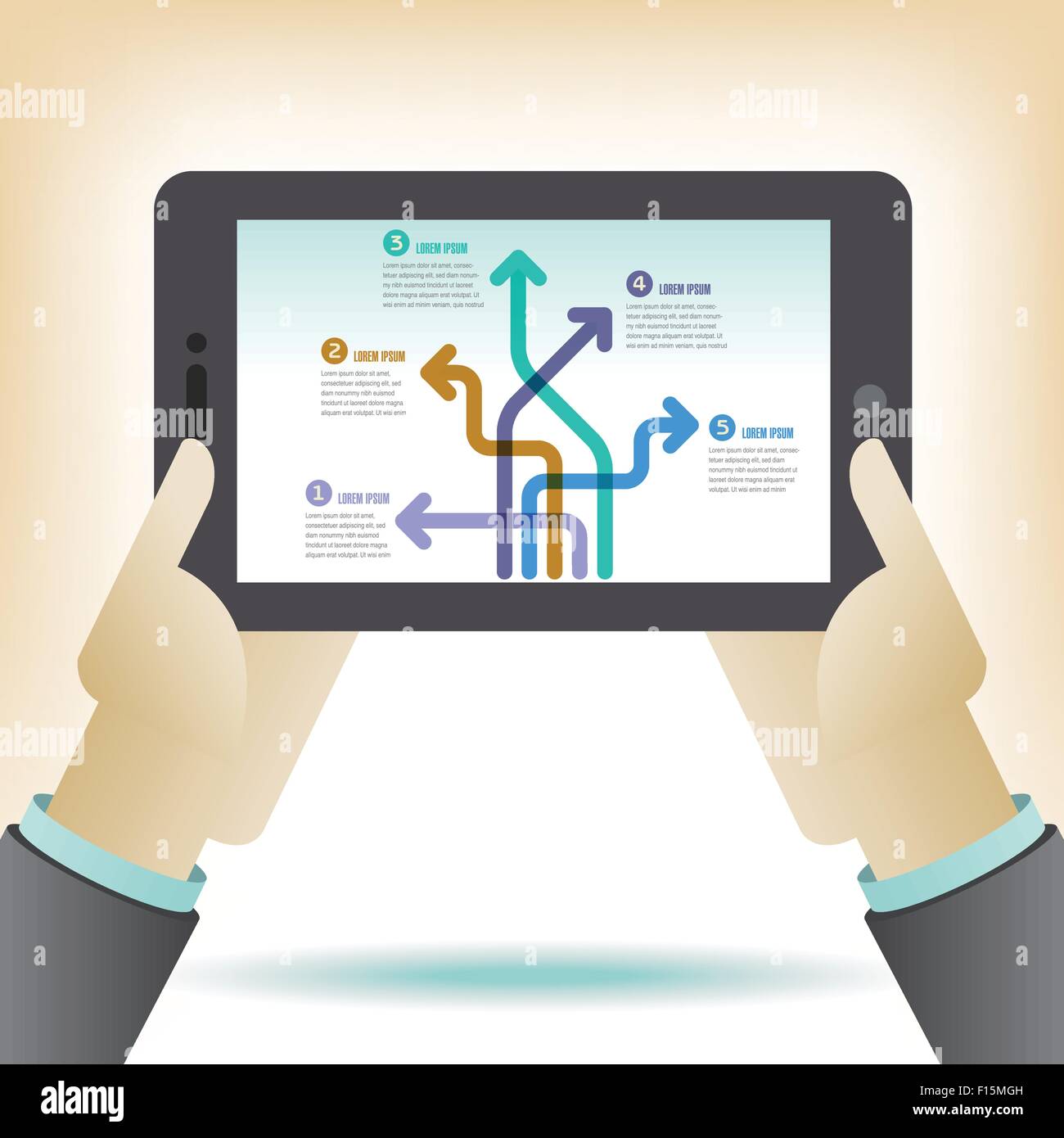 Hands Holding a Tablet Computer with infographics Stock Vector Image ...