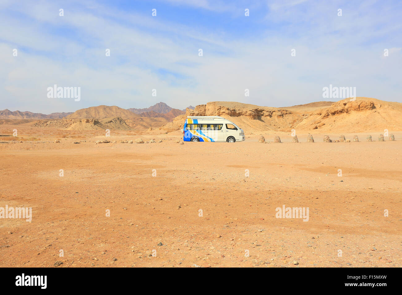 Transport Van in the desert Stock Photo - Alamy