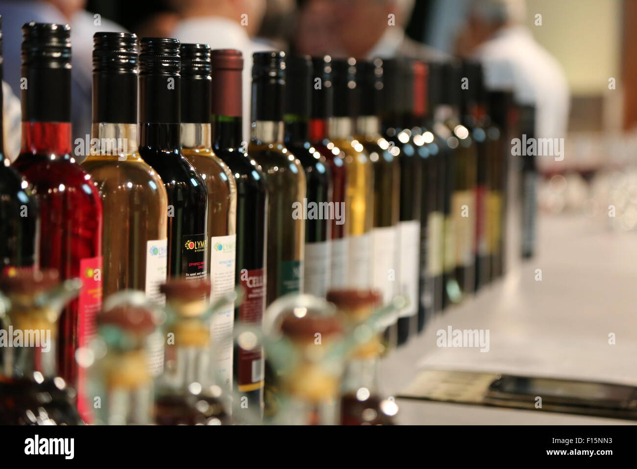 Nicosia. 27th Aug, 2015. Photo taken on Aug. 27, 2015 shows bottles of ...