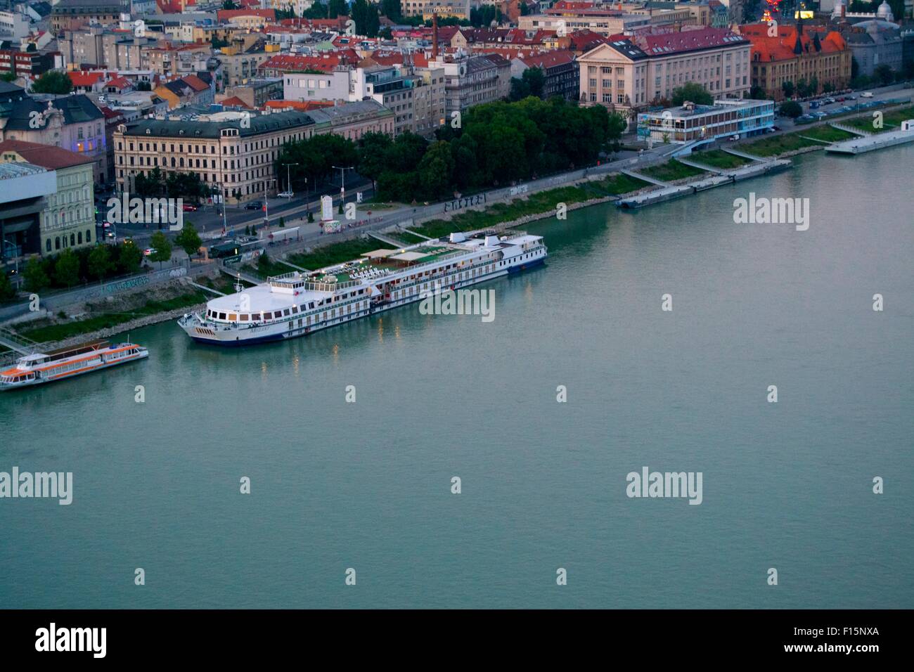 Bratislava ships bridge river Danube buildings Stock Photo - Alamy