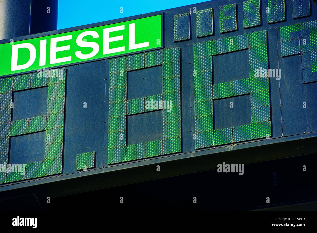 Diesel Fuel Price Gas Station Display Closeup Stock Photo - Alamy