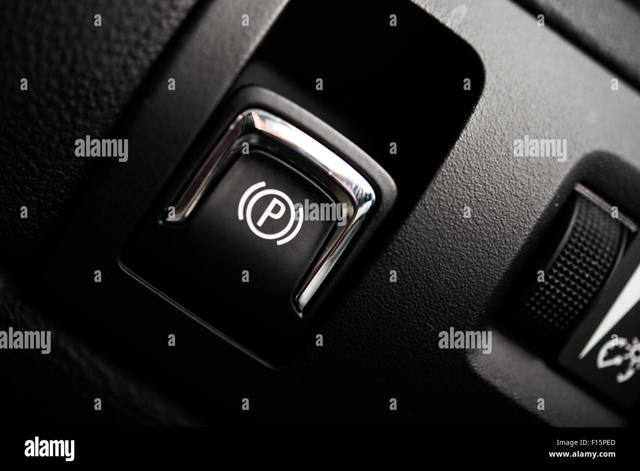 Electronic Brake Button. Modern Car Feature. Brake Button Closeup Stock ...