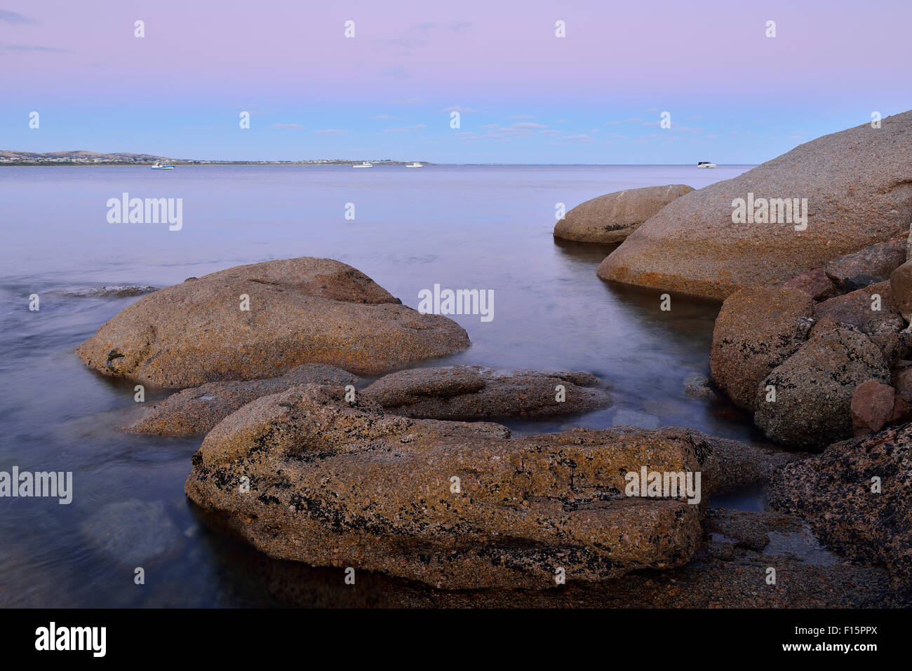 Rocky Granite Coast at Dusk, Granite Island, Victor Harbor, South ...