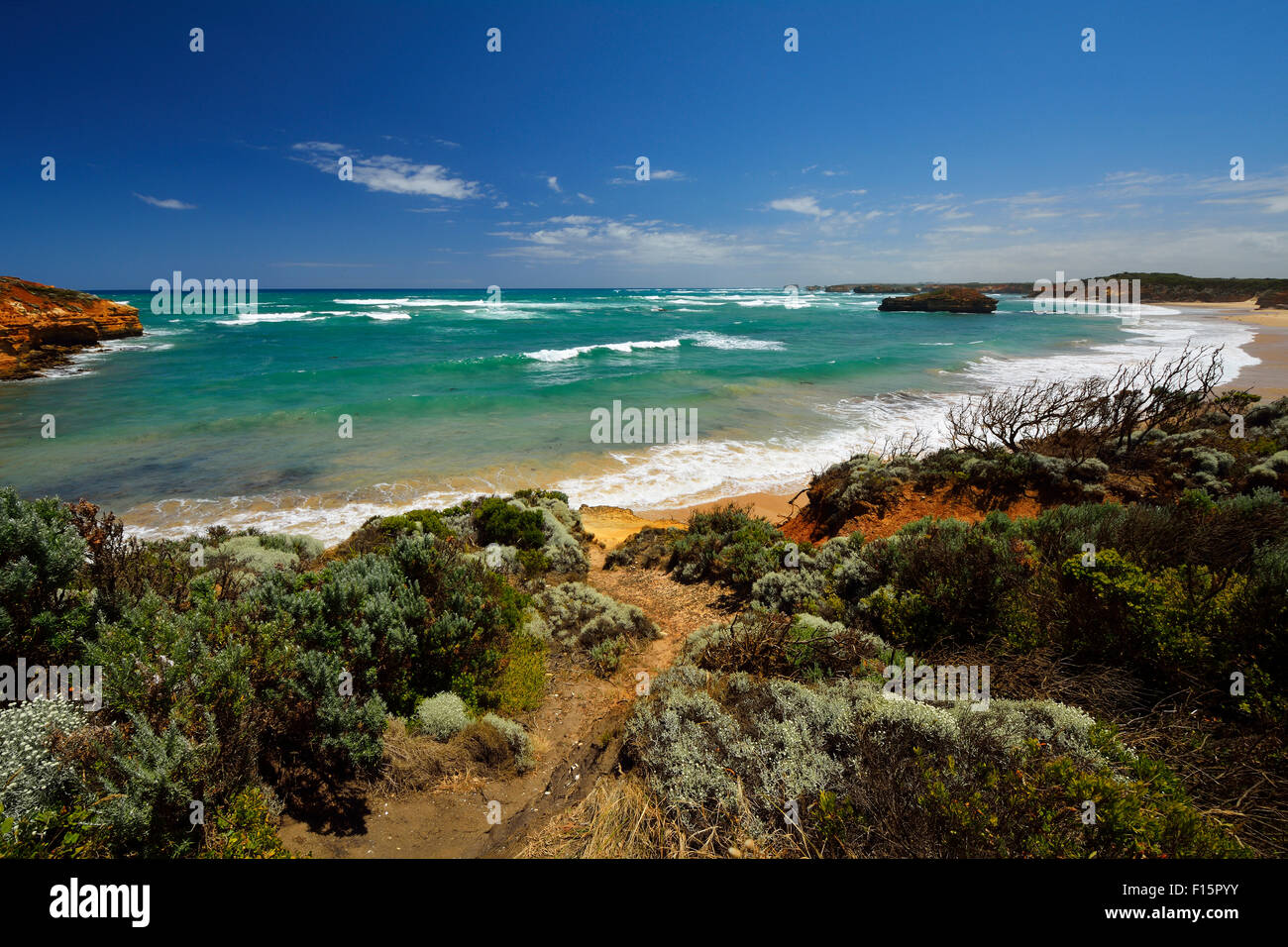 Ocean Coastline in Summer, Port Campbell, Great Ocean Road, Victoria ...