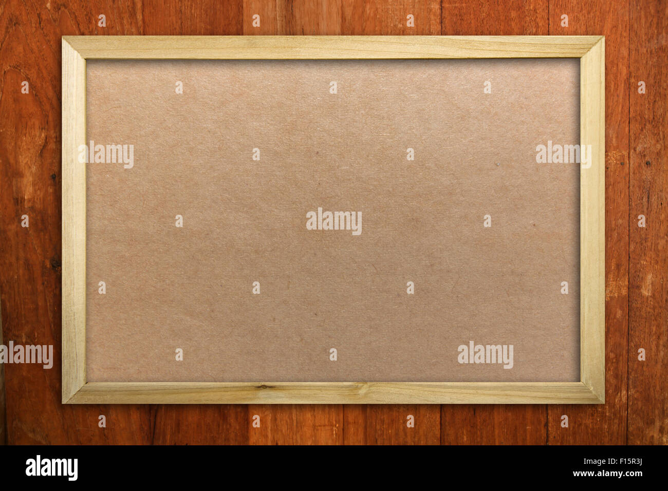 Wood picture frame on wood panel Stock Photo - Alamy
