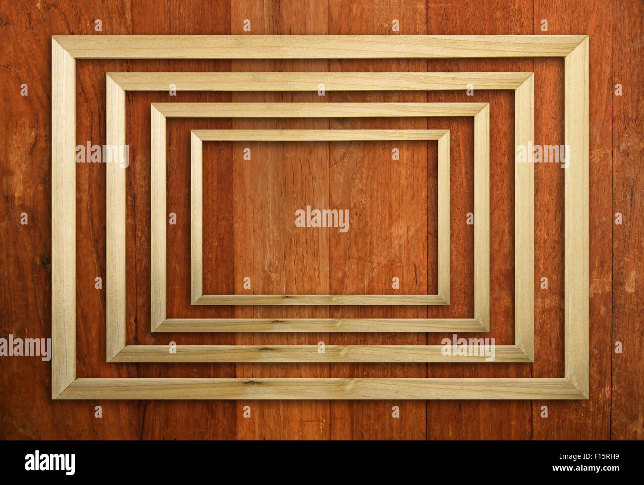 Wood picture frame on wood panel Stock Photo - Alamy