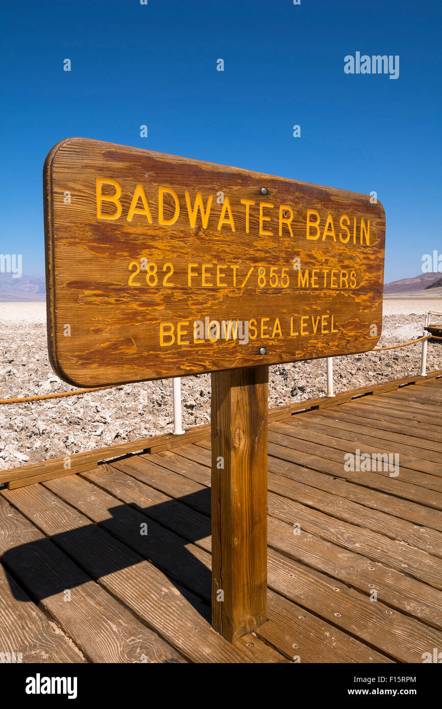 Death valley below sea level sign basin national park hi-res stock ...
