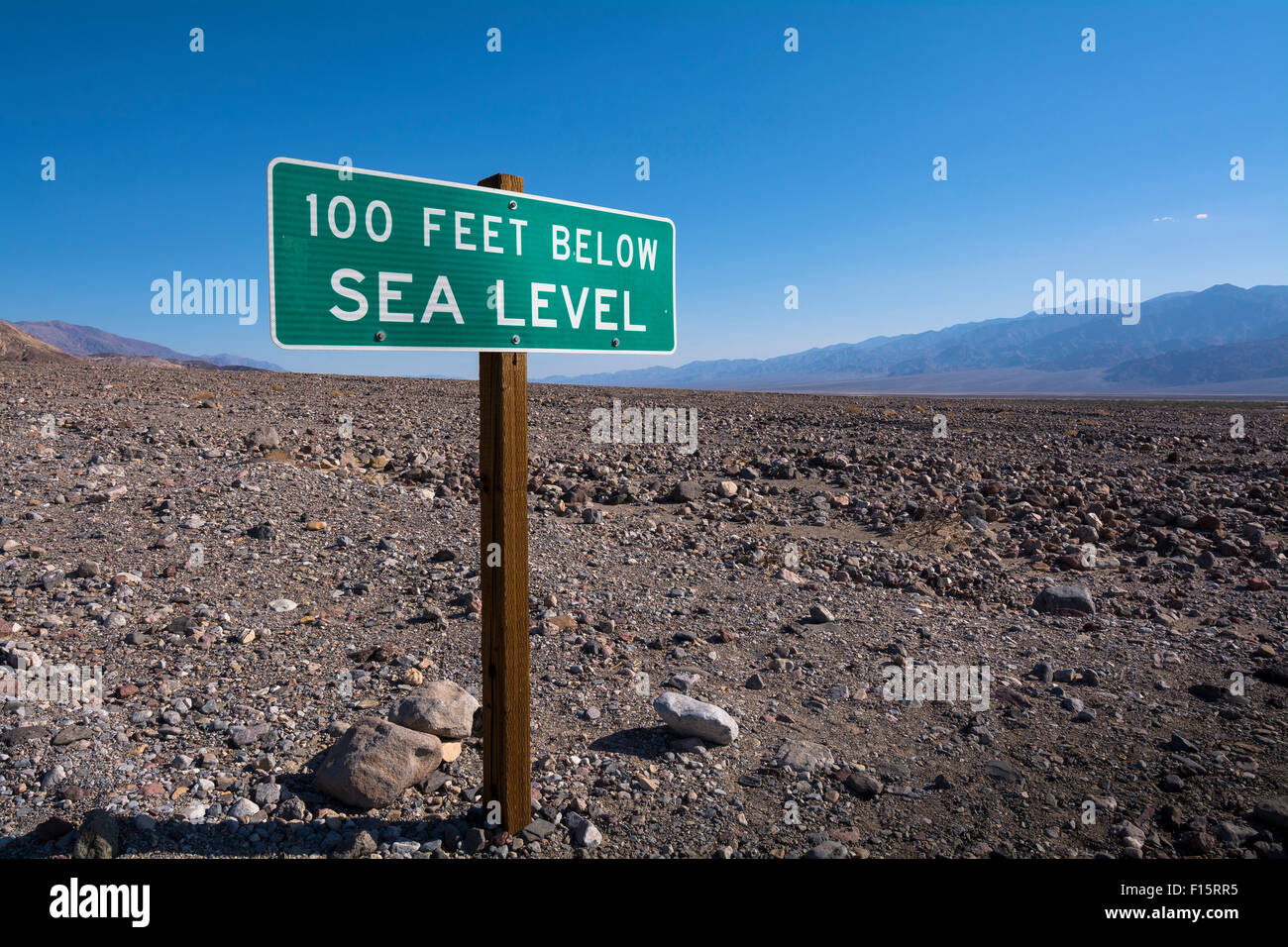 100 Feet Below Sea Level Sign, Death Valley National Park, California ...