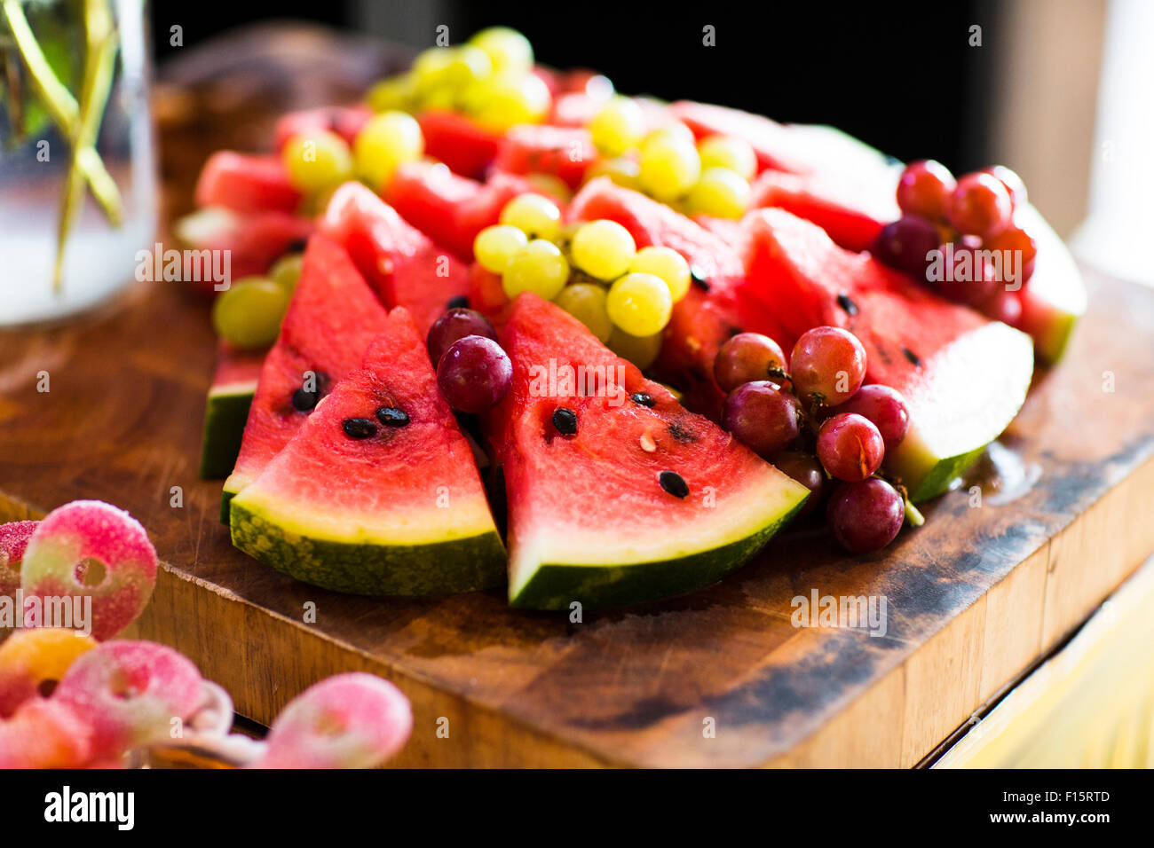 Close-up of Watermelon and Grapes Stock Photo - Alamy