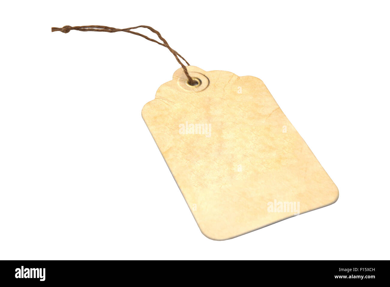 Blank tag tied with brown string Stock Photo - Alamy