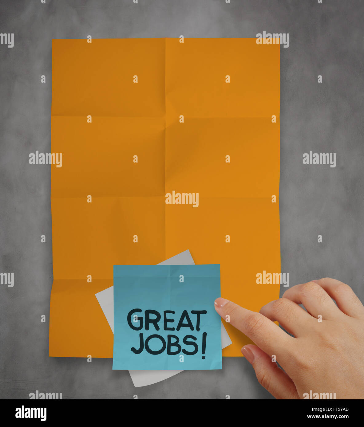 great job sticky notes on recycle crumpled paper background as concept ...