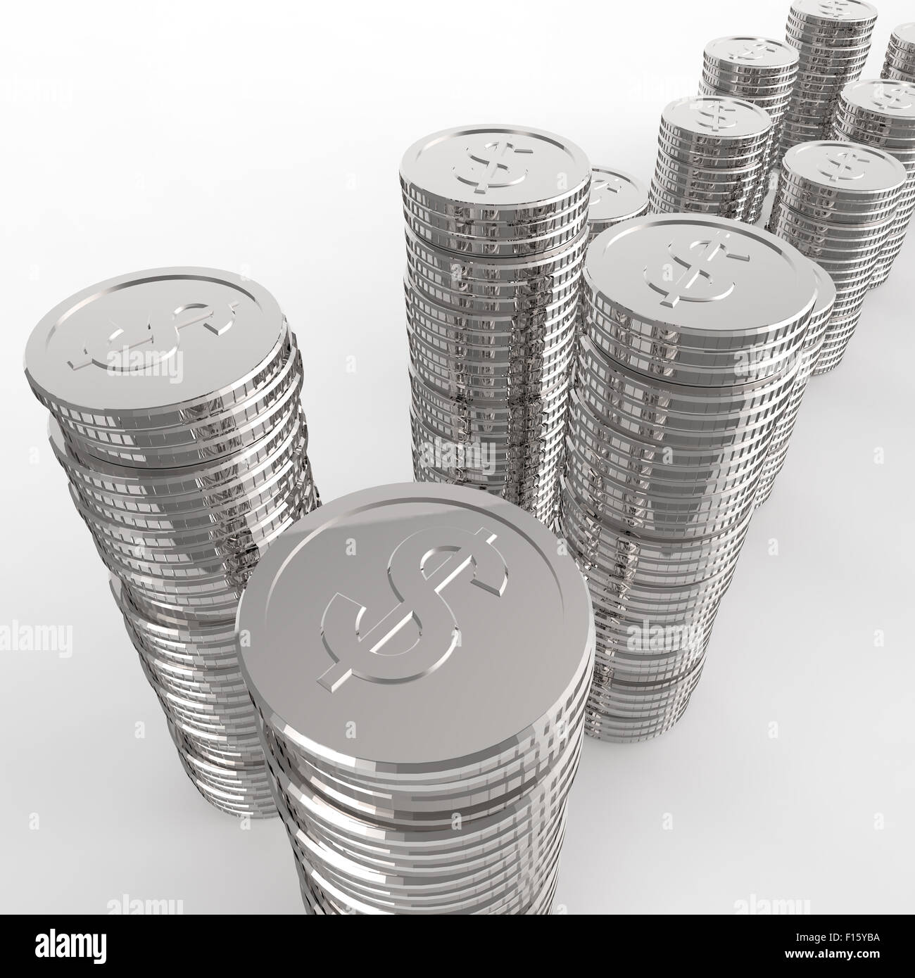 Stack of coins dollar sign 3d on white background Stock Photo - Alamy