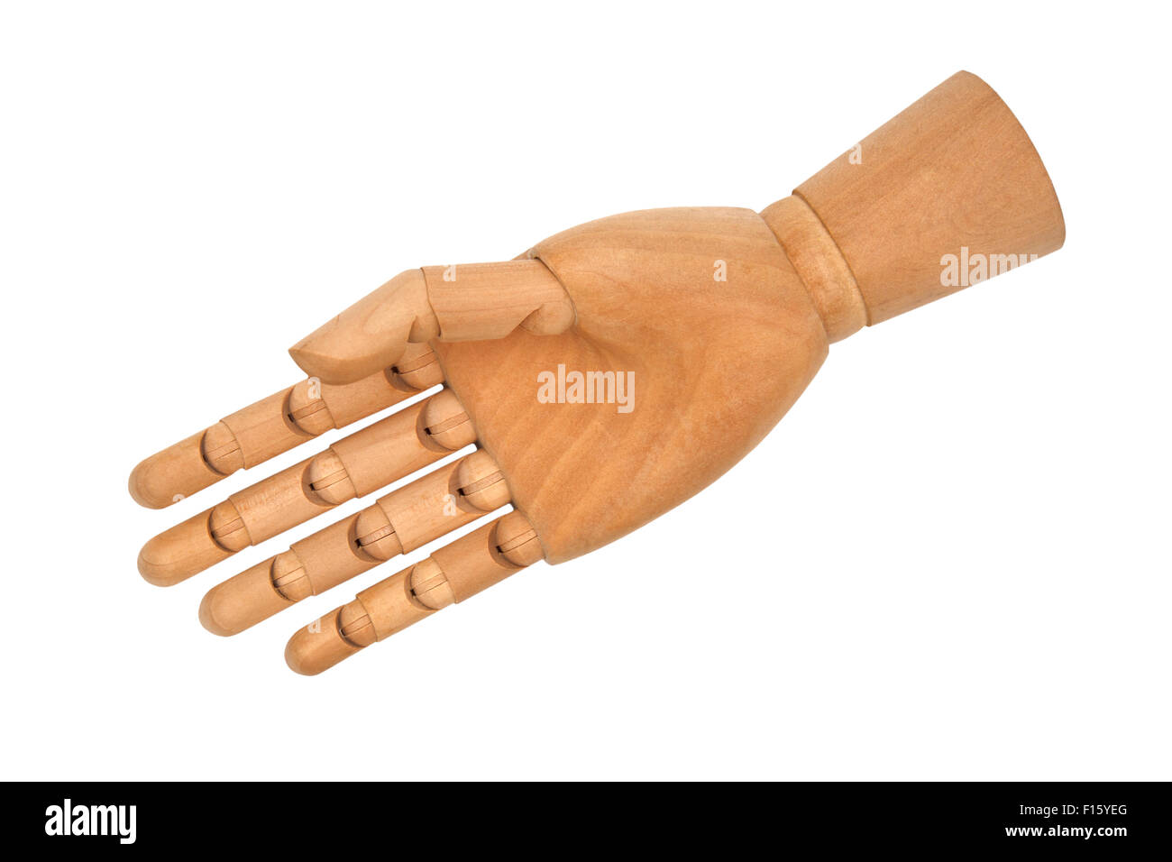 Wooden hand isolated on a white background Stock Photo - Alamy