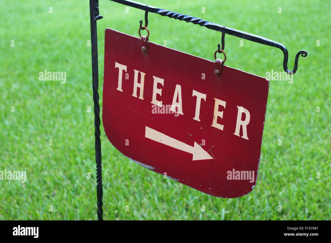 Theater sign, old fashion with arrow Stock Photo - Alamy
