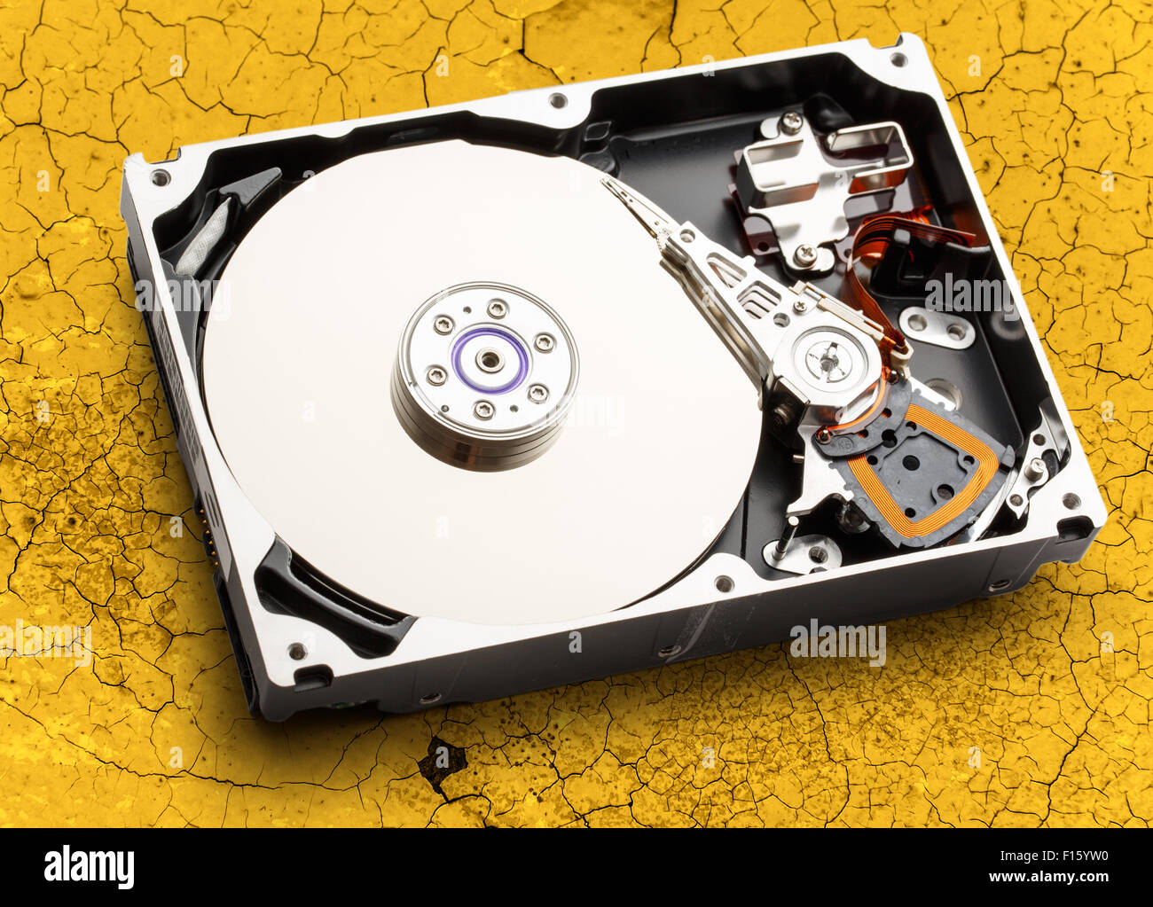 Close up of hardisk's internal mechanism hardware Stock Photo - Alamy