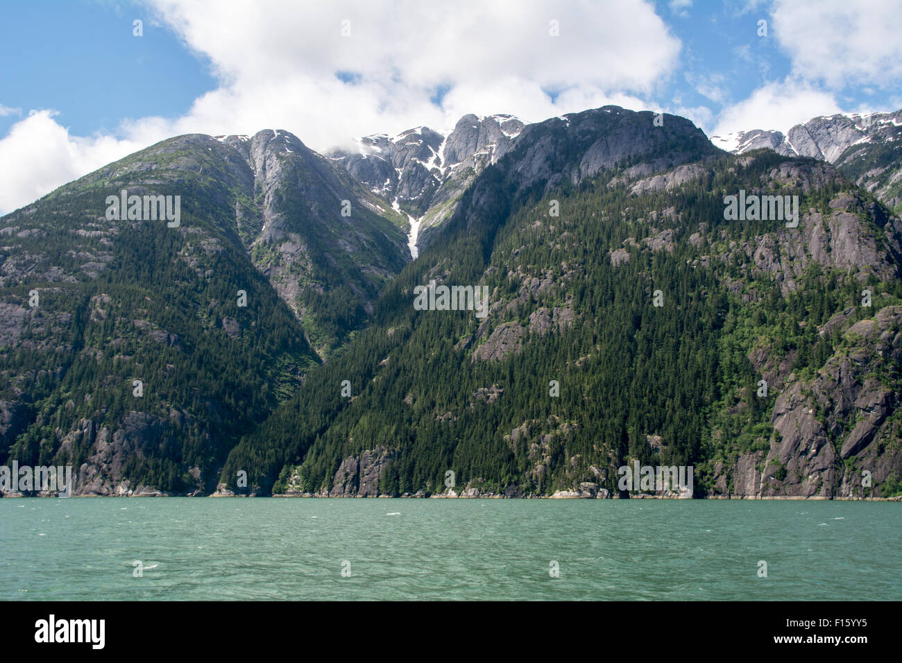 A rugged mountain fjord in the Gardner Canal, a Pacific inlet, in the ...
