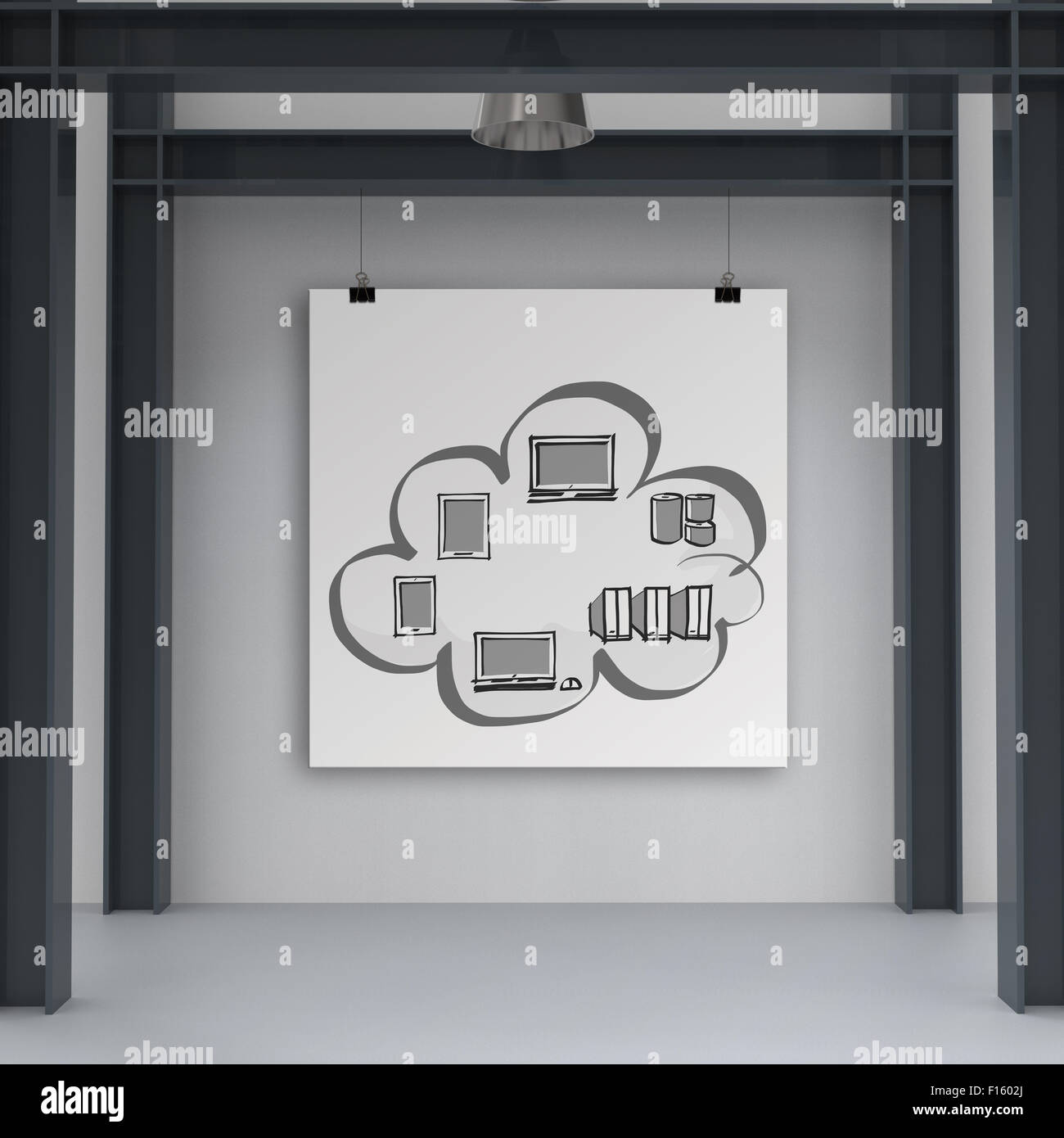 cloud network diagram on poster with composition wall as concept Stock ...