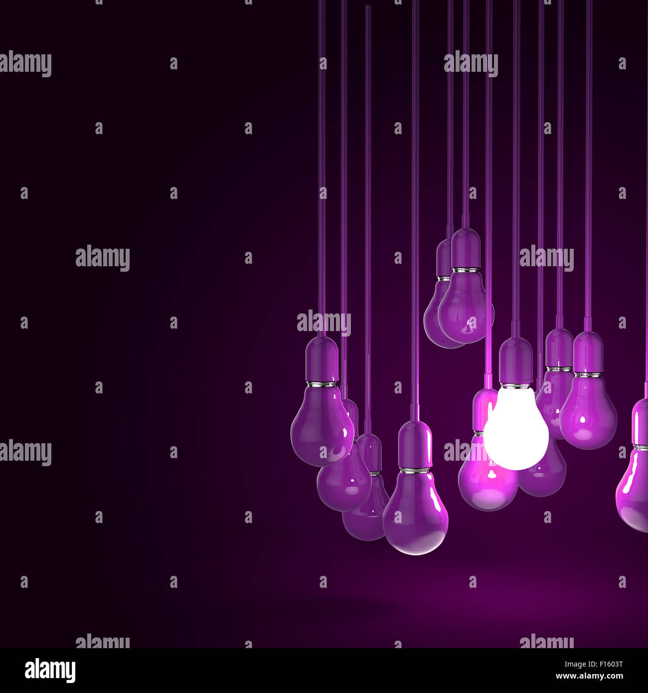 creative idea and leadership concept with 3d violet light bulb Stock ...
