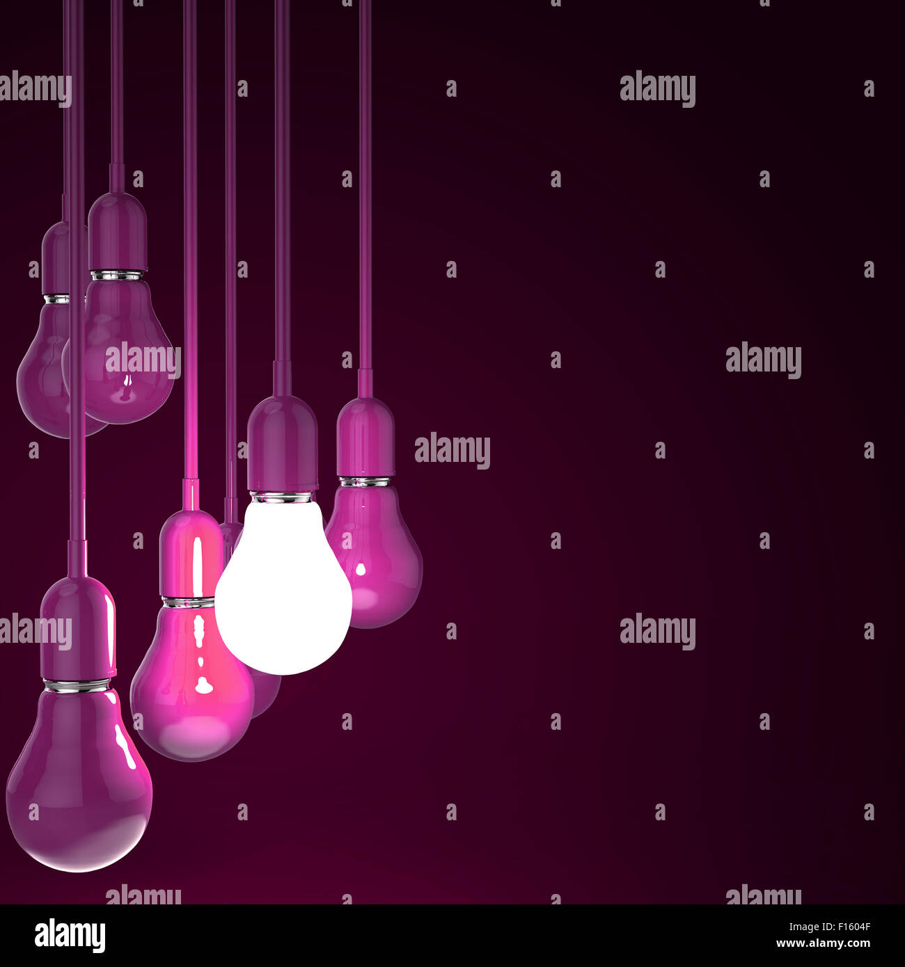 creative idea and leadership concept with 3d pink light bulb Stock ...