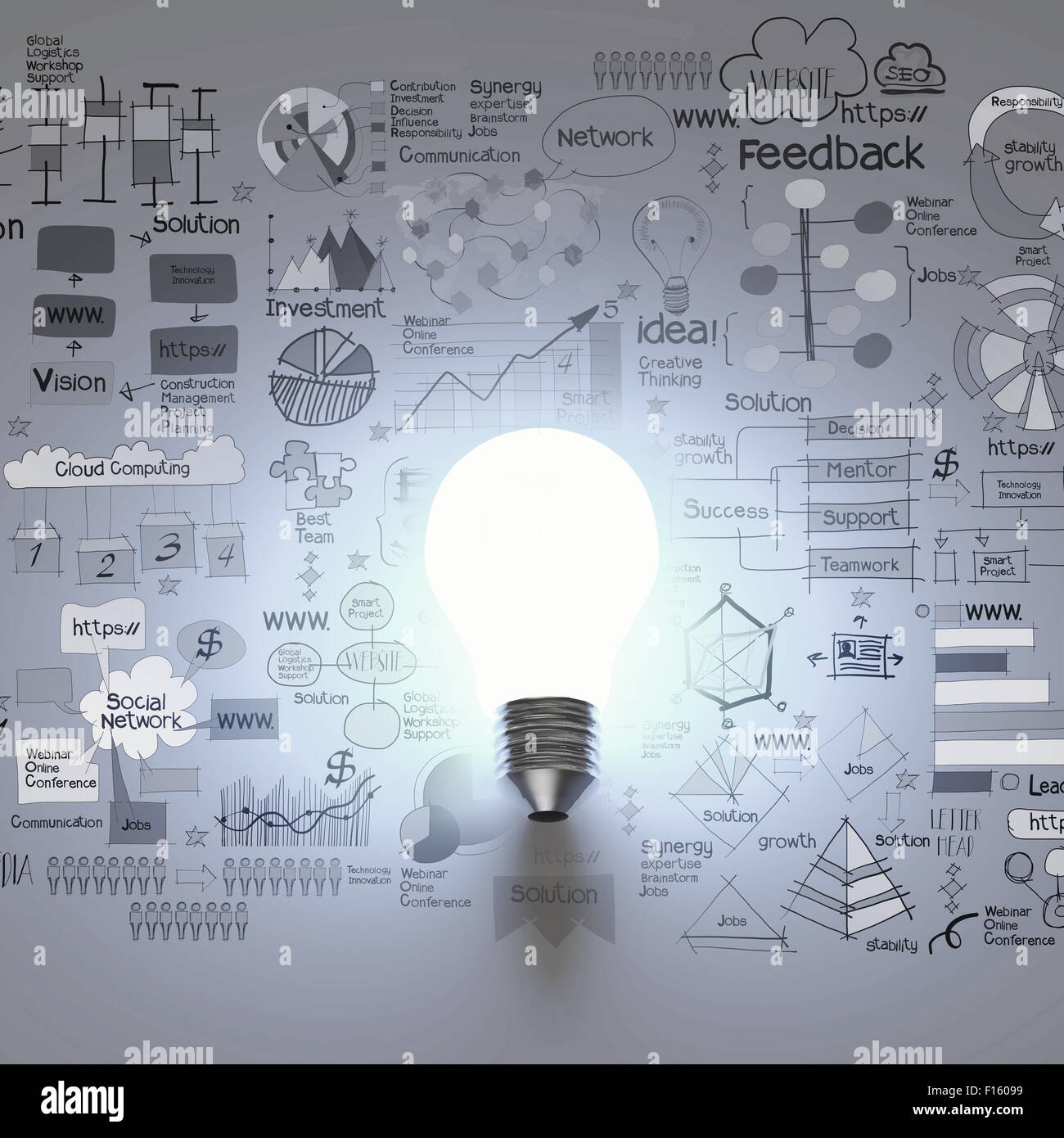 light bulb 3d with business strategy background as concept Stock Photo ...