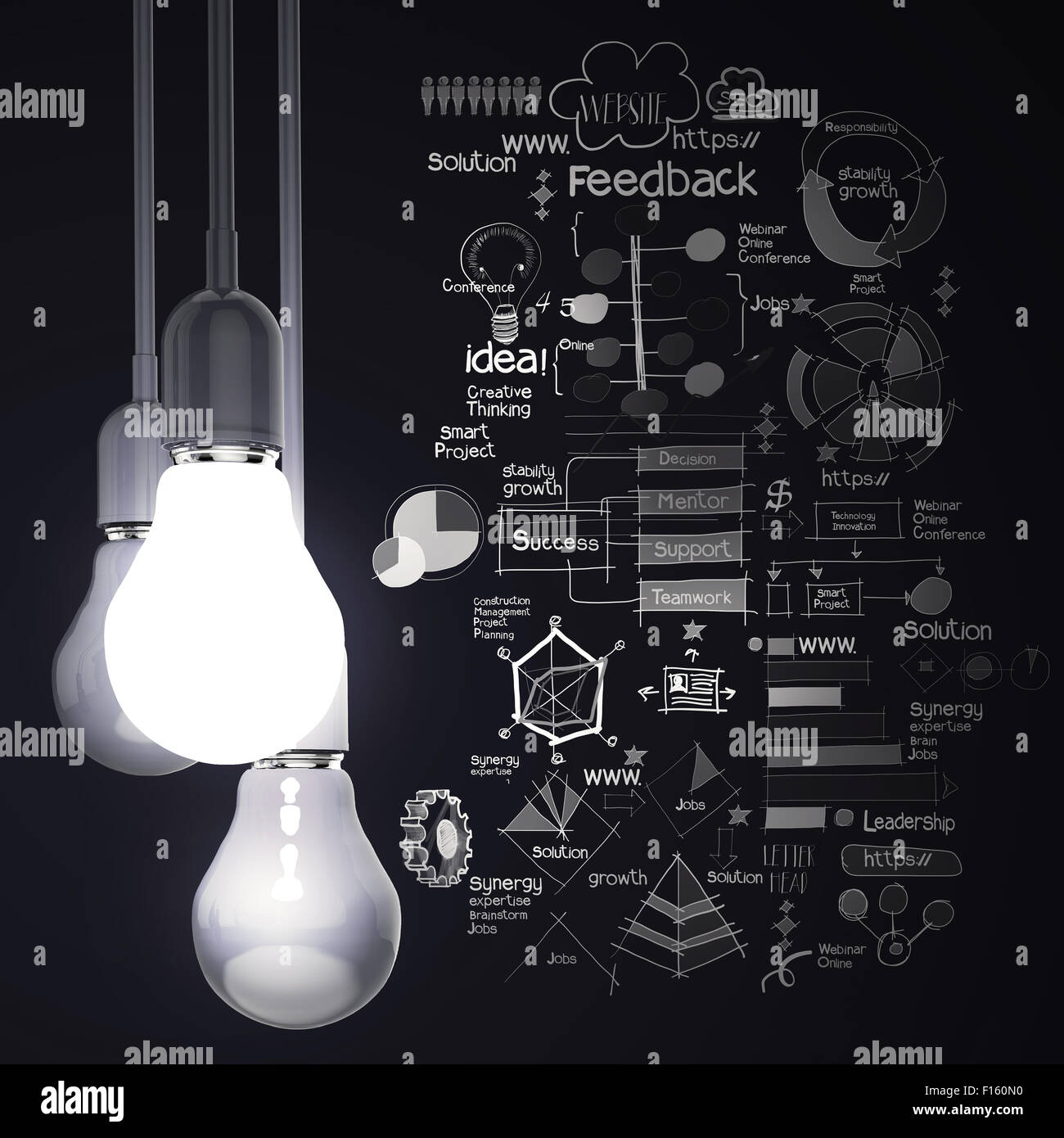 light bulb 3d on business strategy background as concept Stock Photo ...