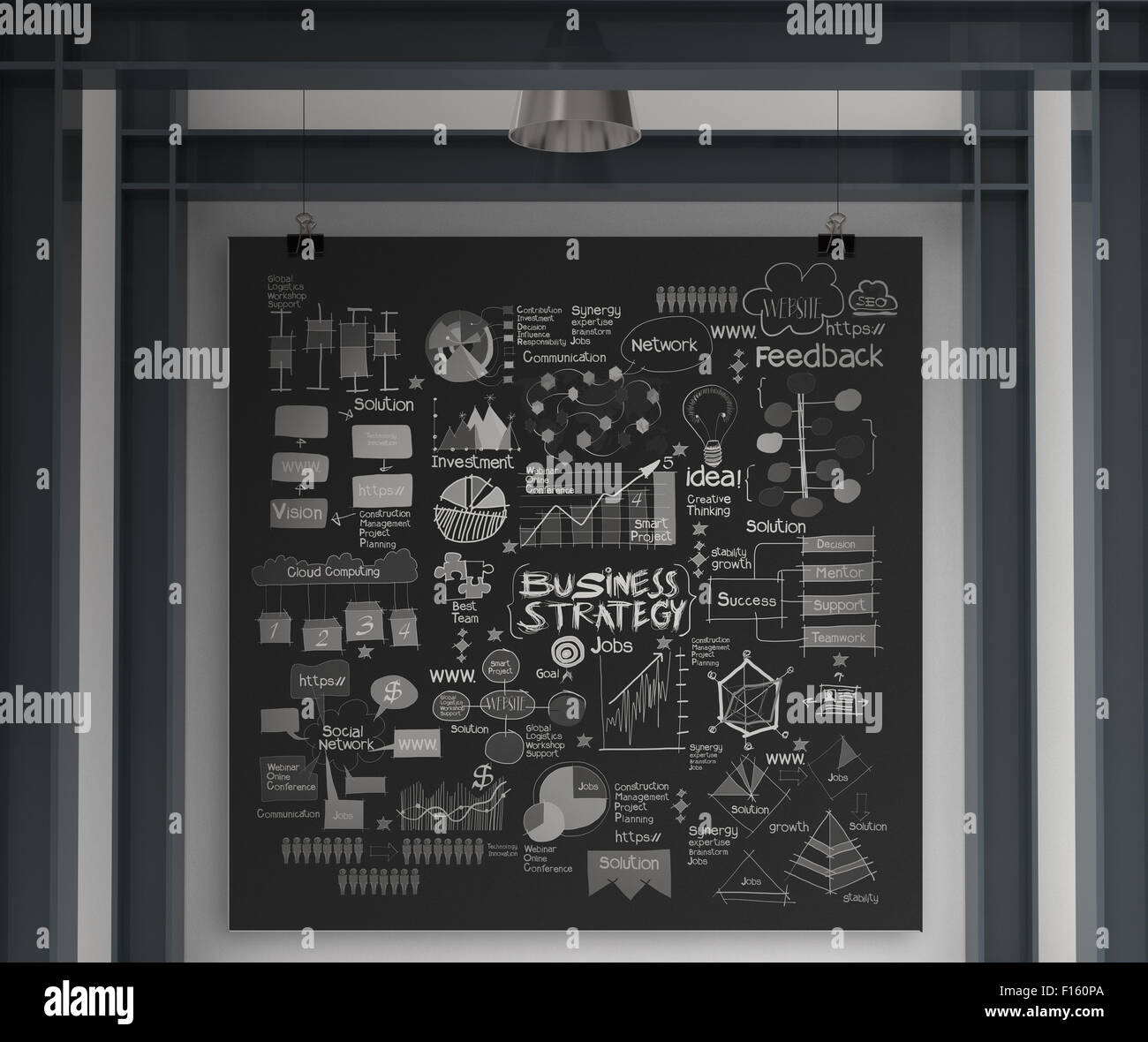 business concept on poster with composition wall with steel frame ...