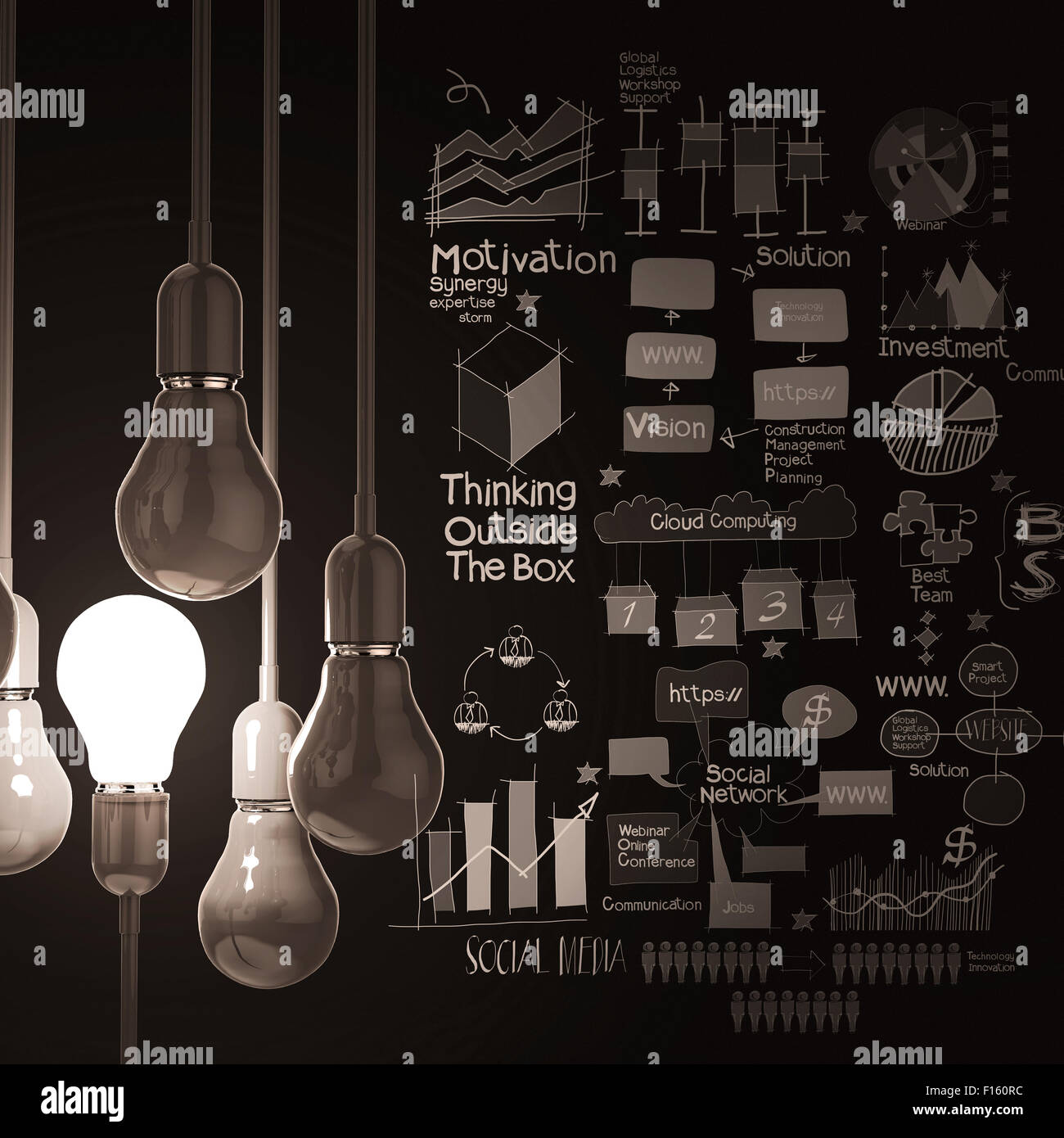 light bulb 3d on business strategy background as concept Stock Photo ...