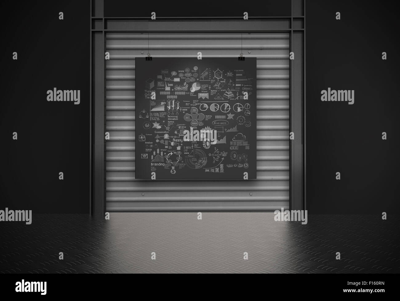 business concept on poster with composition wall and steel frame ...