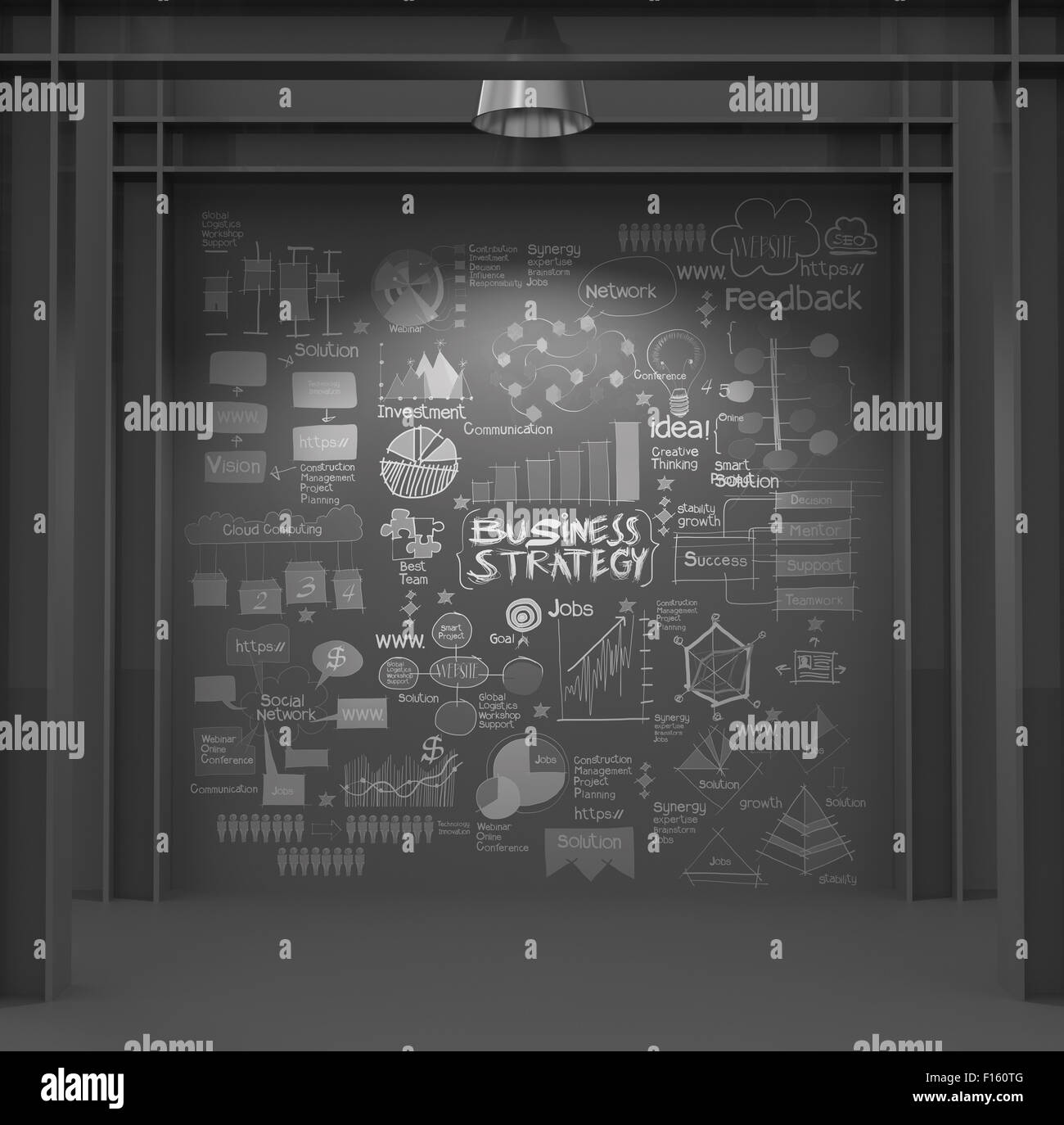 business concept on poster with composition wall with steel frame ...