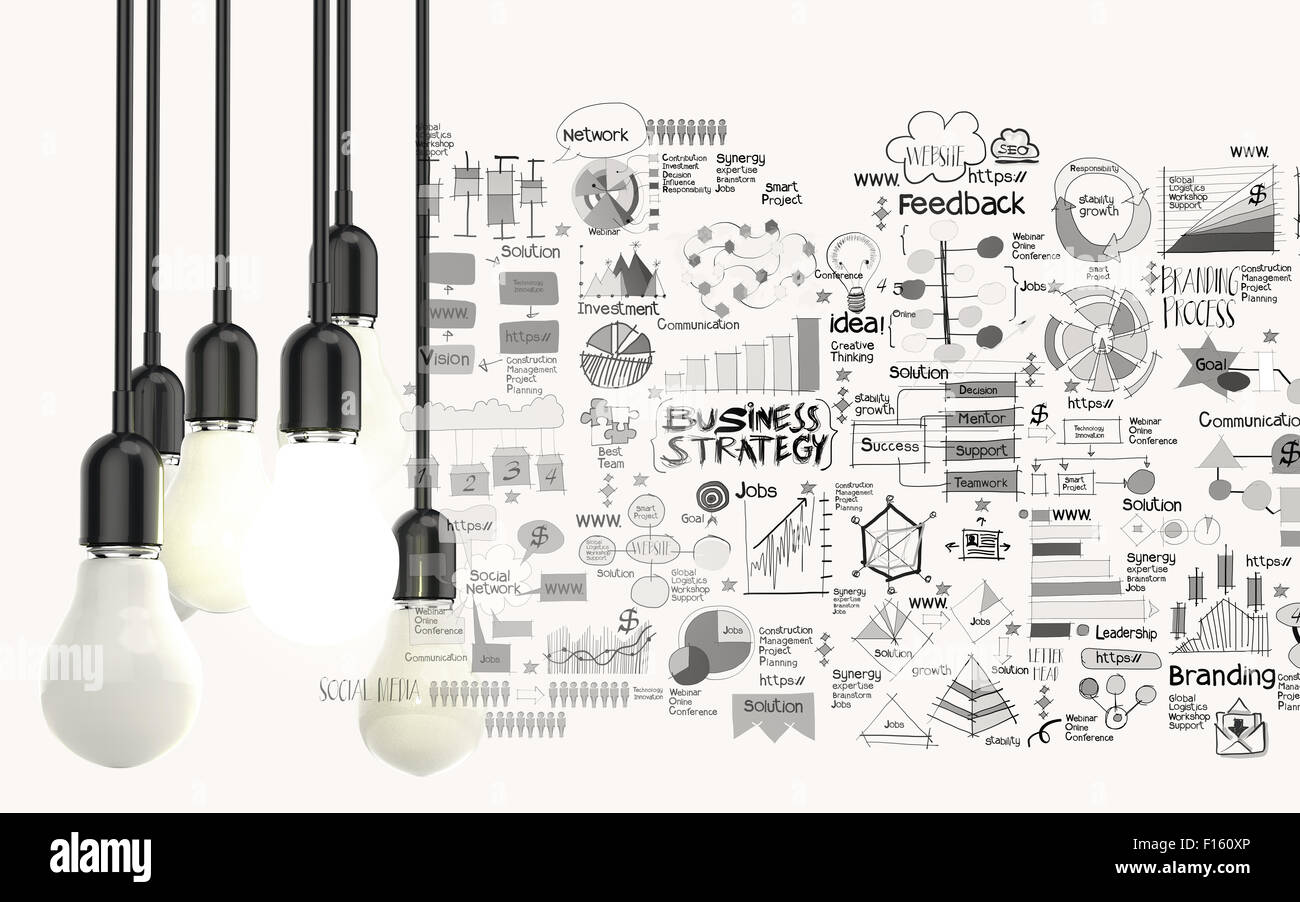 light bulb 3d on business strategy background as concept Stock Photo ...
