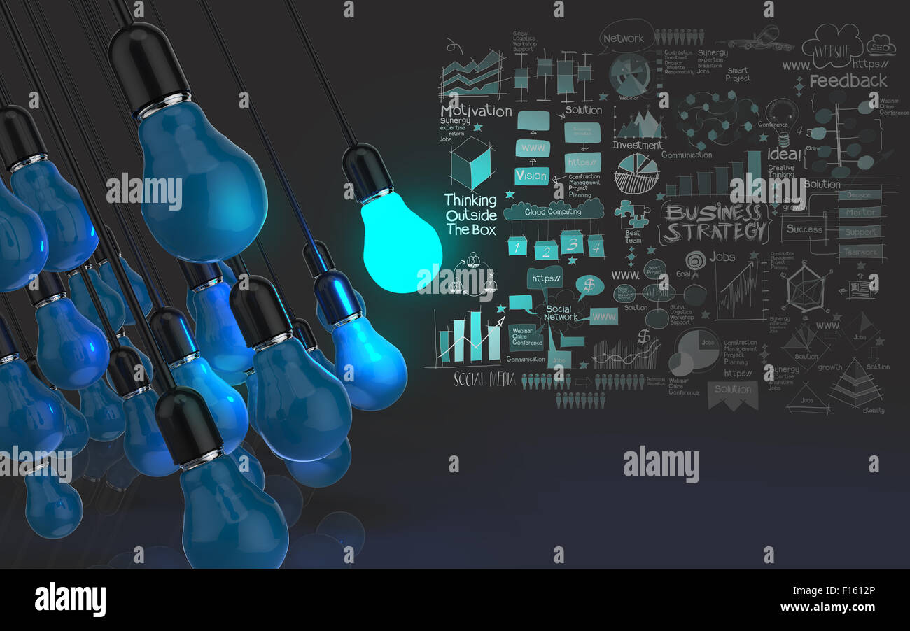 light bulb 3d on business strategy background as concept Stock Photo ...