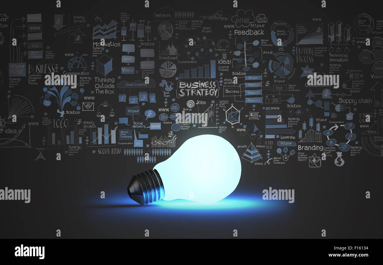 light bulb 3d on business strategy background as concept Stock Photo ...