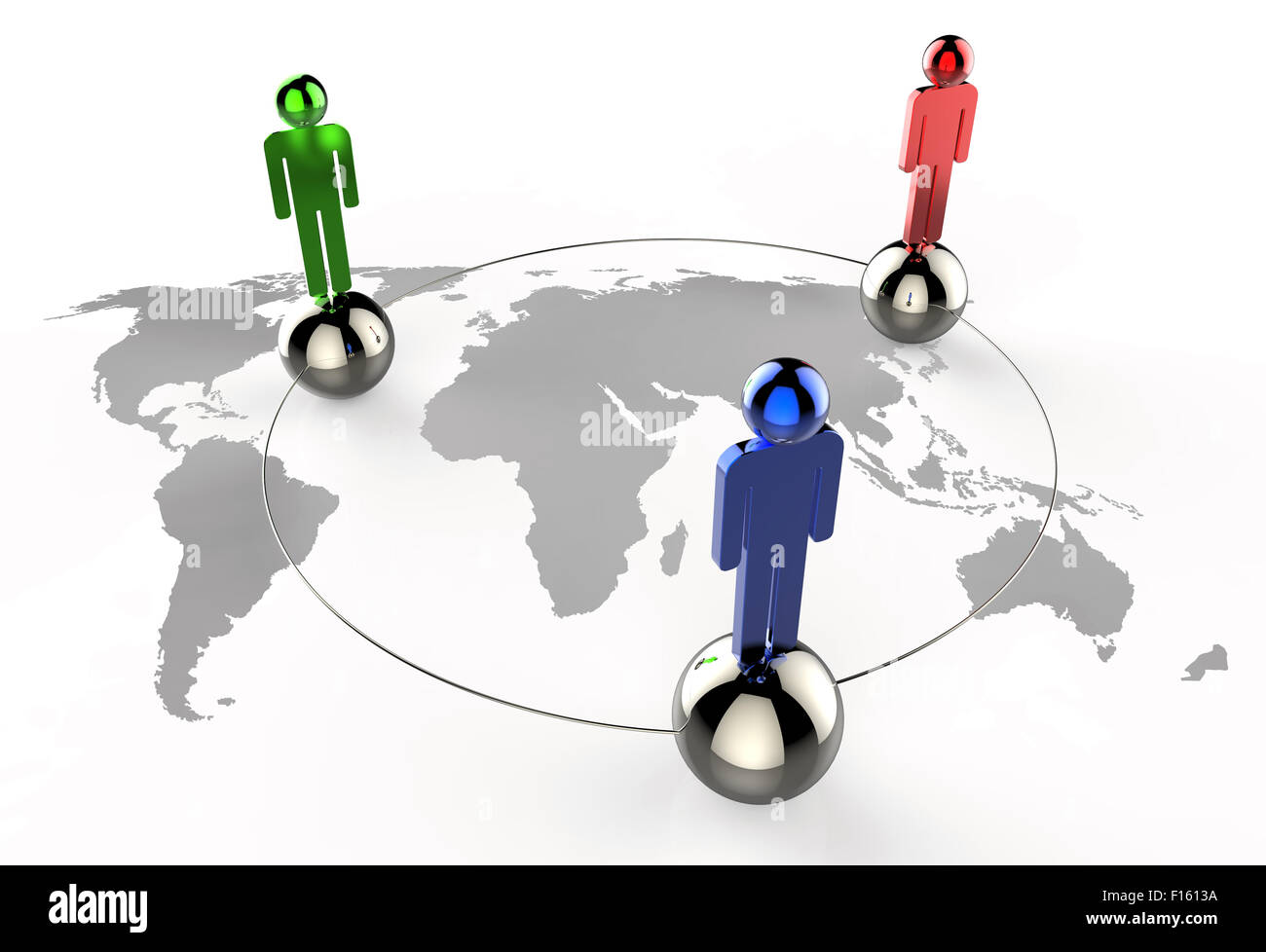 social network human 3d on world map as concept Stock Photo - Alamy