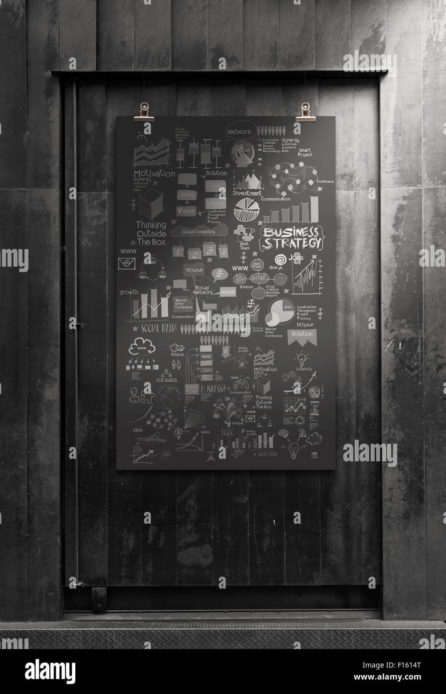 business concept on poster with composition wall with steel frame ...