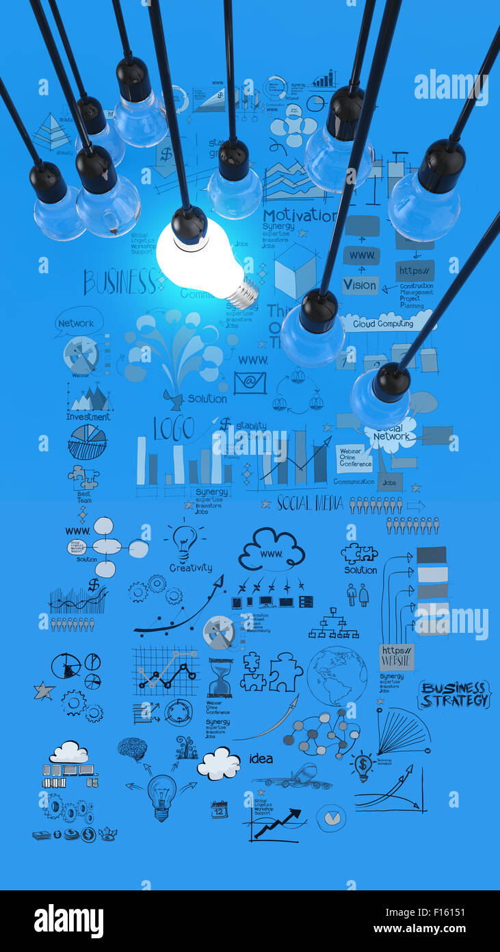 light bulb 3d on business strategy background as concept Stock Photo ...