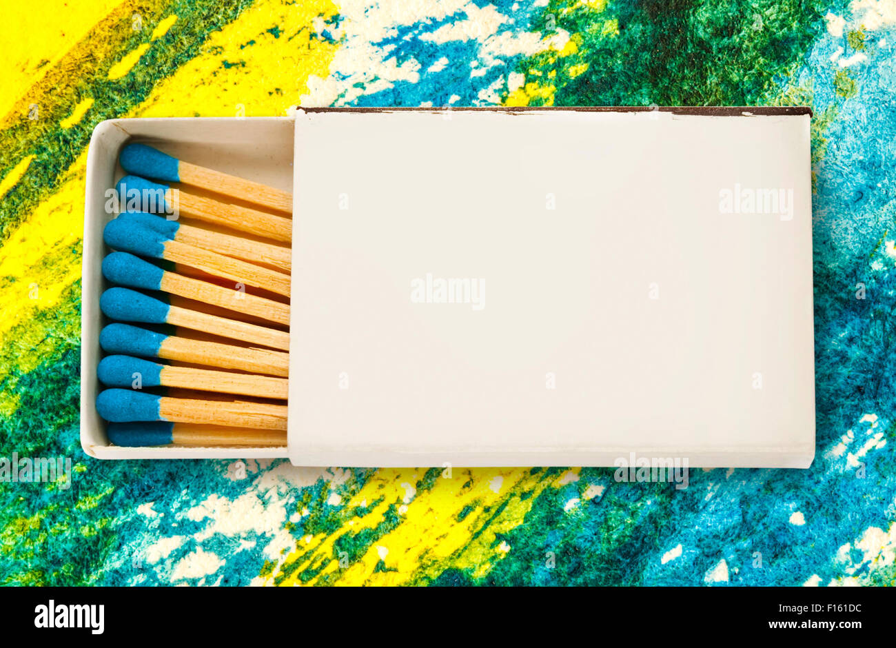 Blank box of blue matches in it Stock Photo - Alamy