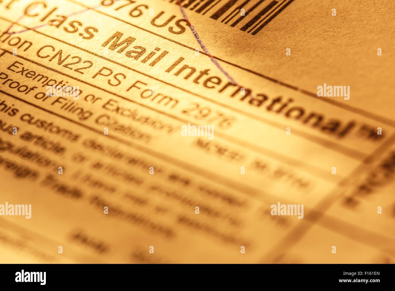Post envelope label of first class mail in toning Stock Photo - Alamy