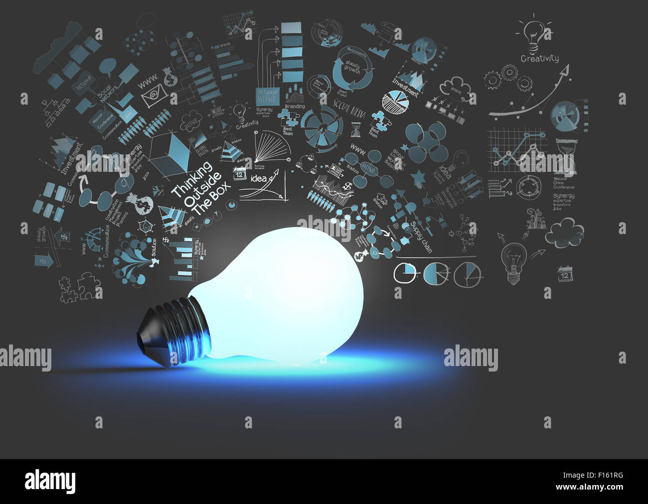 light bulb 3d on business strategy background as concept Stock Photo ...