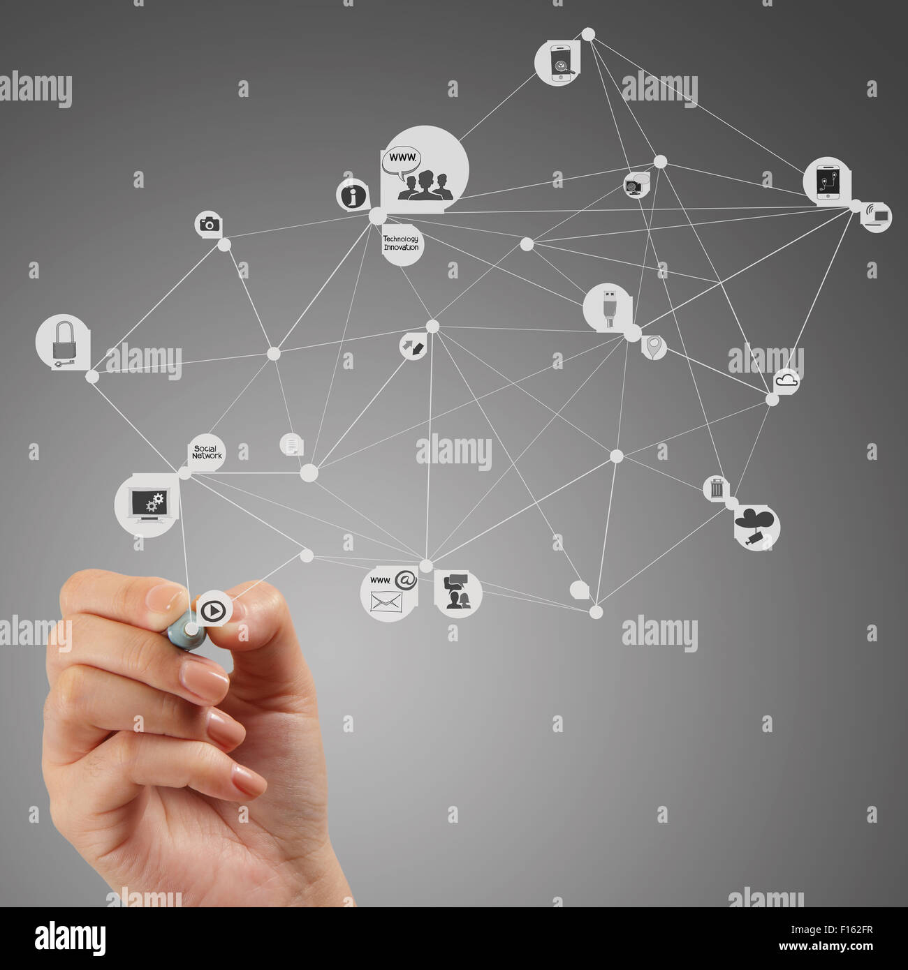 close up of hand drawing Cloud Computing diagram on the new computer ...