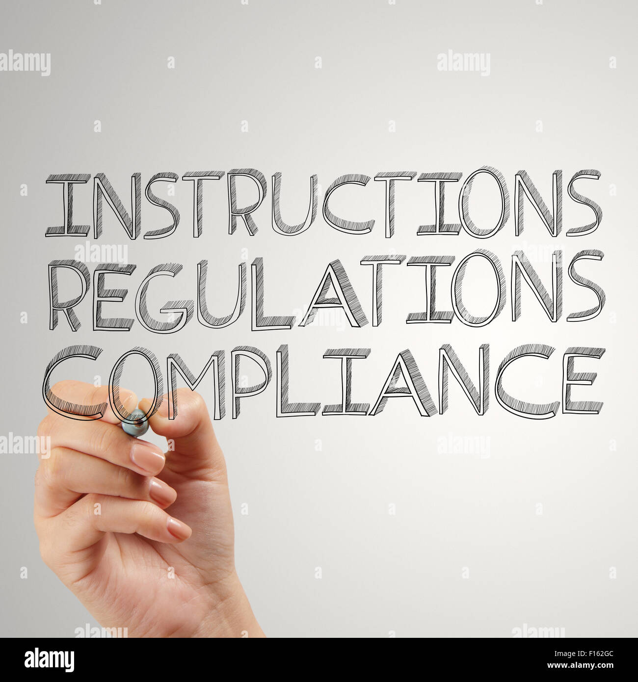 close up of hand drawing Compliance Management as cocnept Stock Photo ...