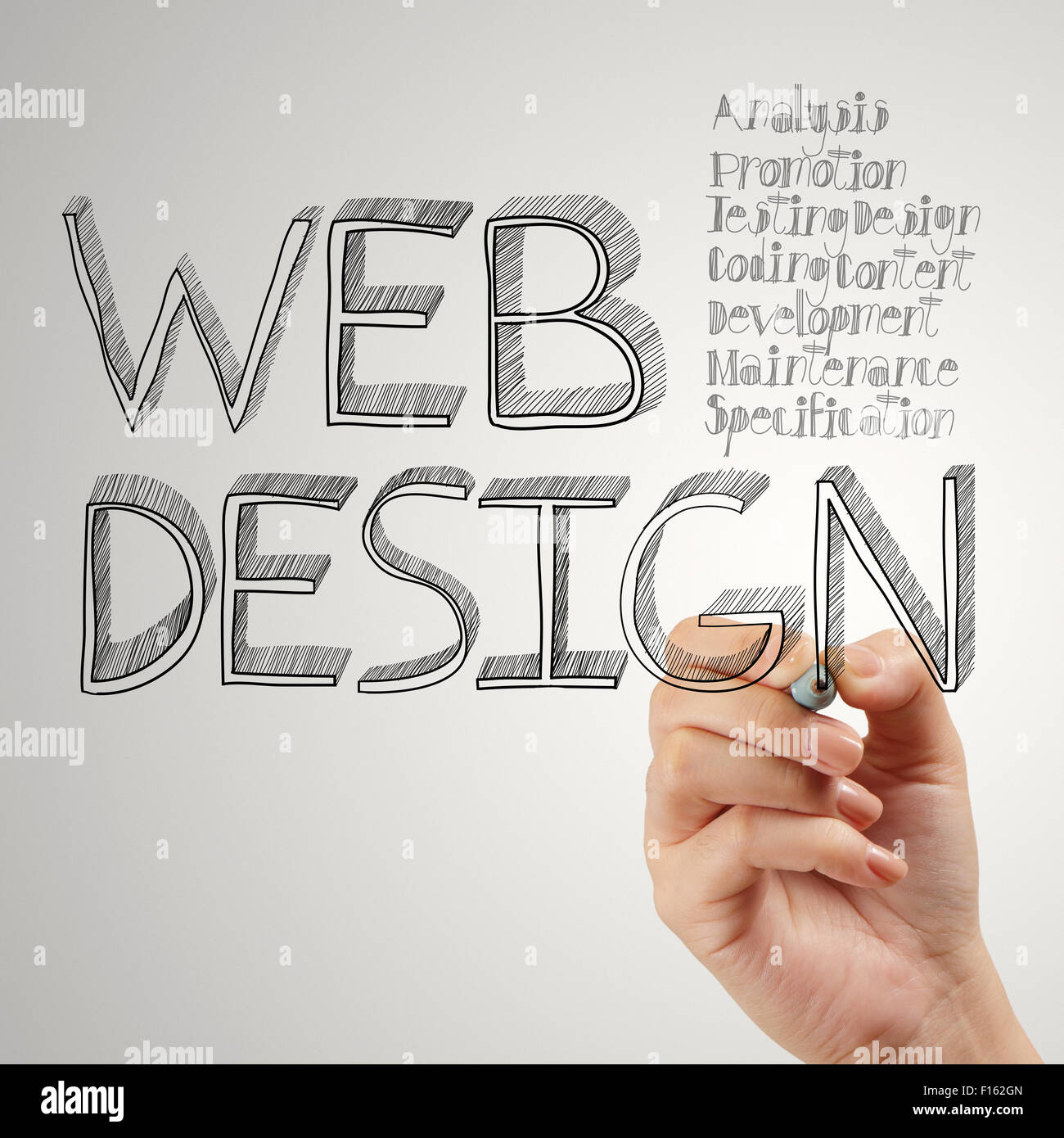 business man hand drawing web design diagram as concept Stock Photo - Alamy