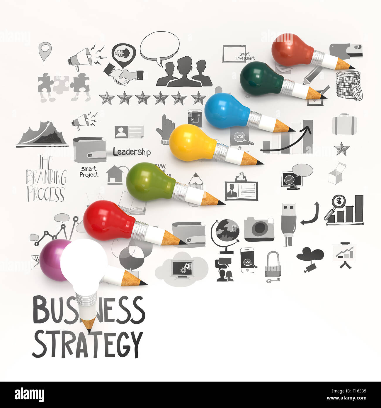 creative design business as pencil lightbulb 3d as business design ...