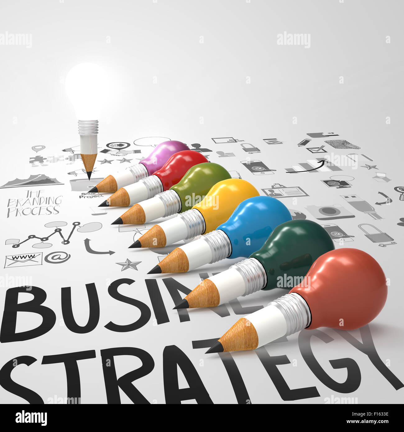 creative design business as pencil lightbulb 3d as business design ...
