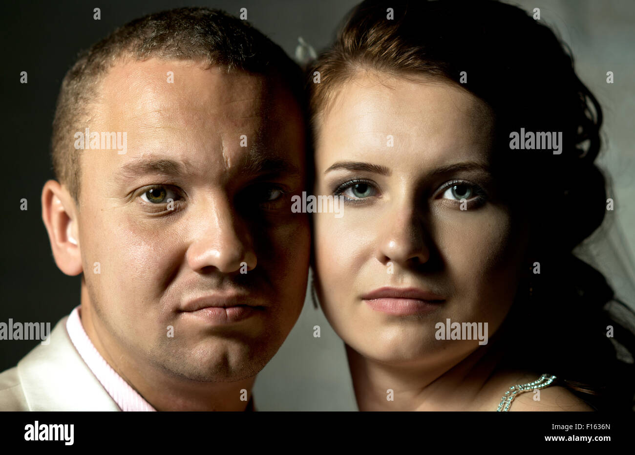 horizontal closeup portrait face couple , in studio Stock Photo - Alamy