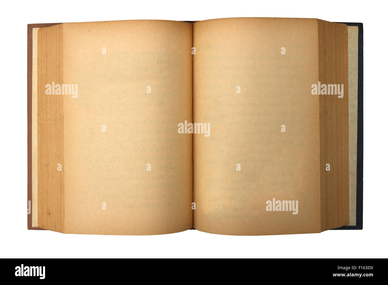 Old book with blank yellow stained pages Stock Photo - Alamy