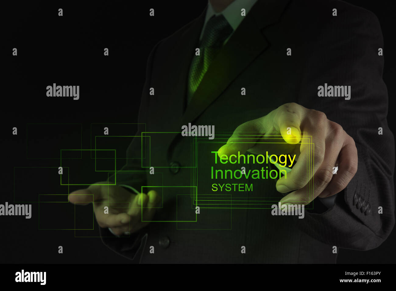 businessman shows technology innovation system as concept Stock Photo ...