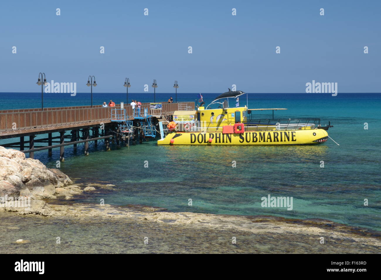The sights of Fig Tree Bay, Protaras, Cyprus, the Dolphin submarine ...