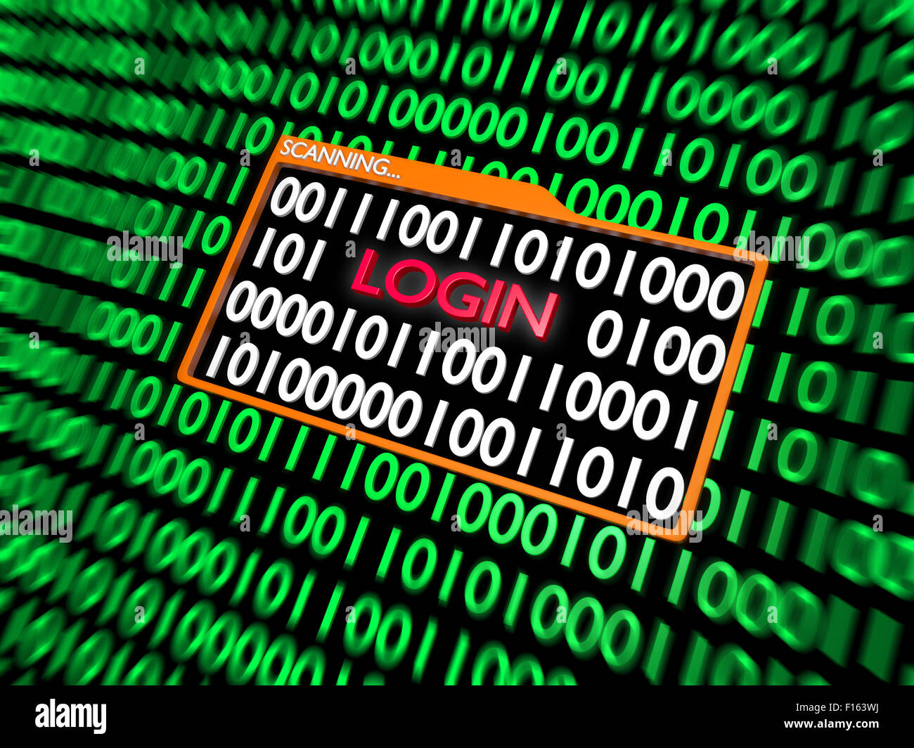 Scanning Hidden Digital Login into Binary Digits Stock Photo - Alamy