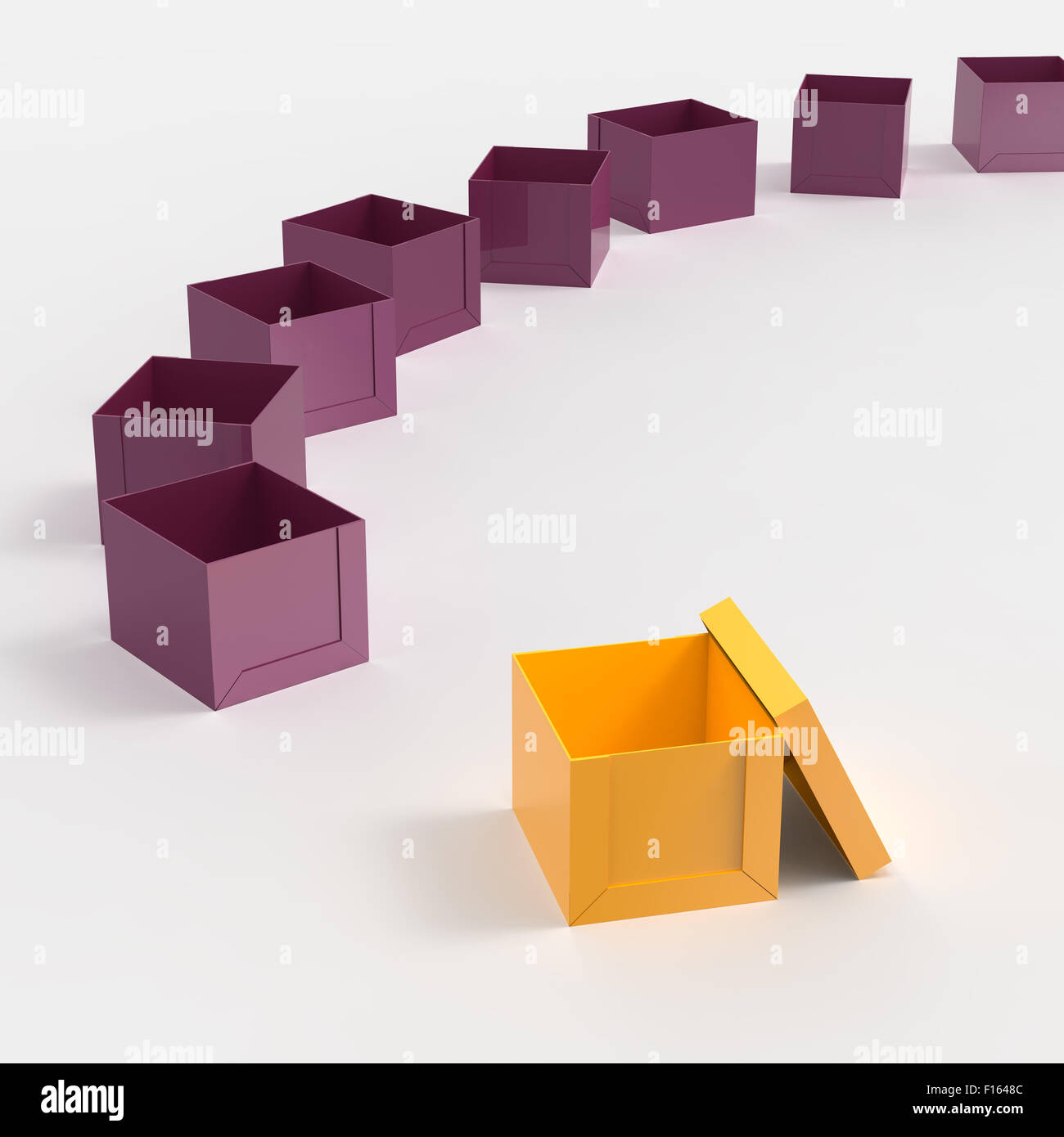 3d open blank box as thinking outside the box concept Stock Photo - Alamy