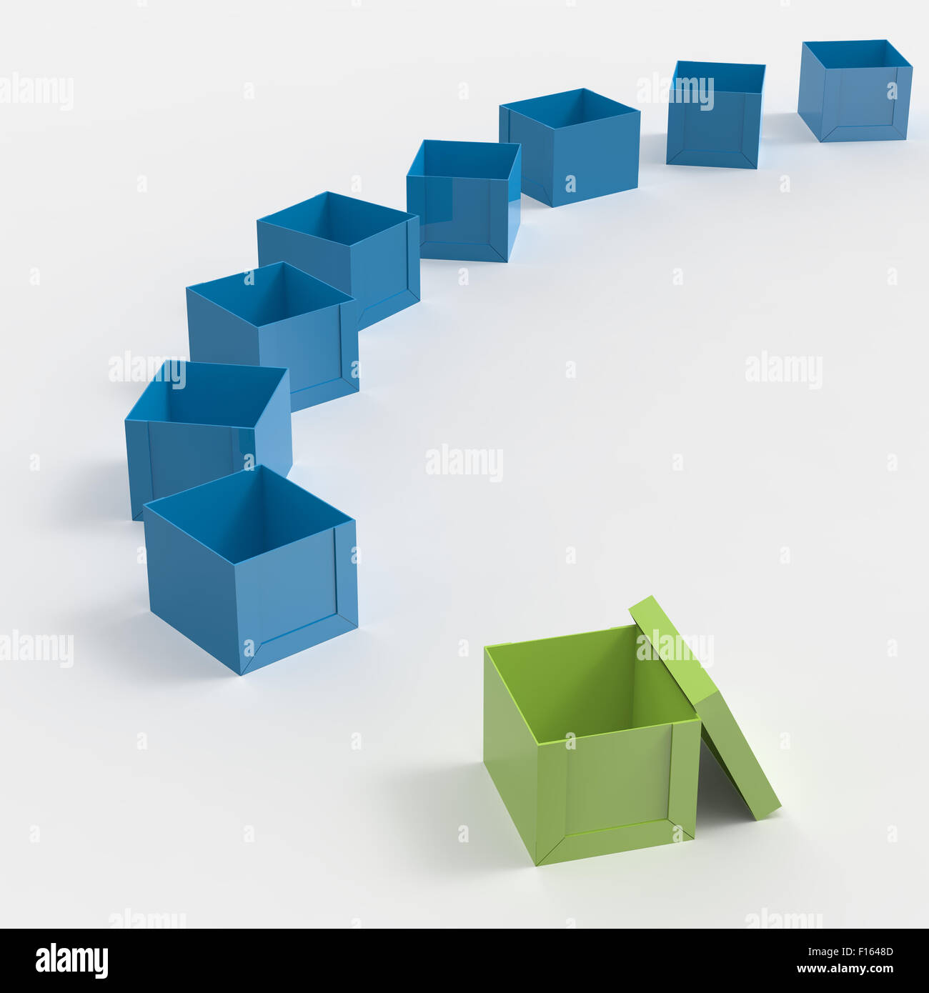 3d open blank box as thinking outside the box concept Stock Photo - Alamy